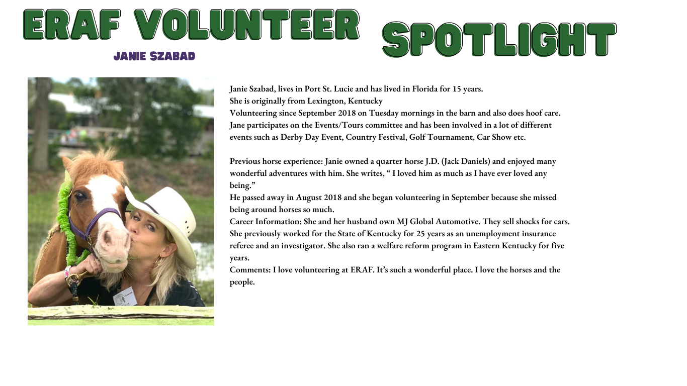 Volunteer Spotlights - ERAF Horse Rescue Horse Adoption Florida